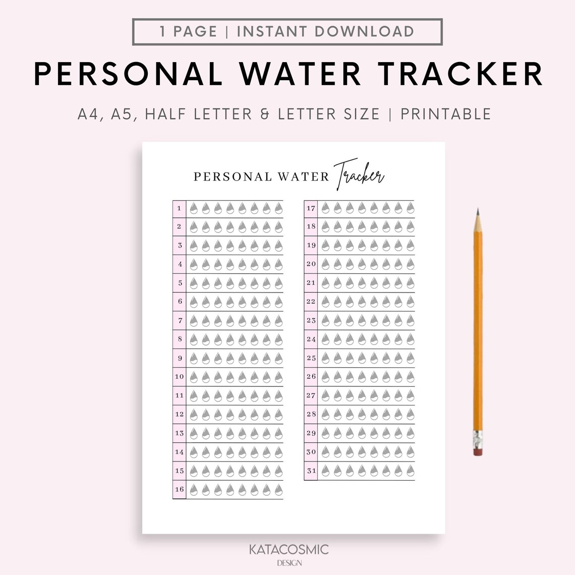 Water Tracker Printable, Monthly Water Intake Tracker, Hydration ...