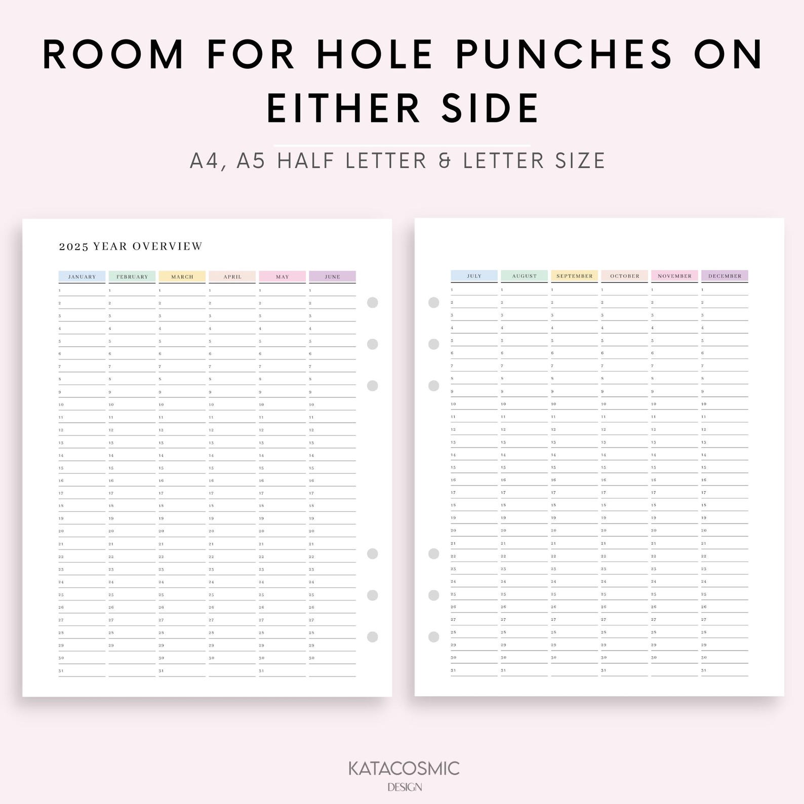 2025 Year at a Glance, Two Page Yearly Planner Printable, 12 Month ...