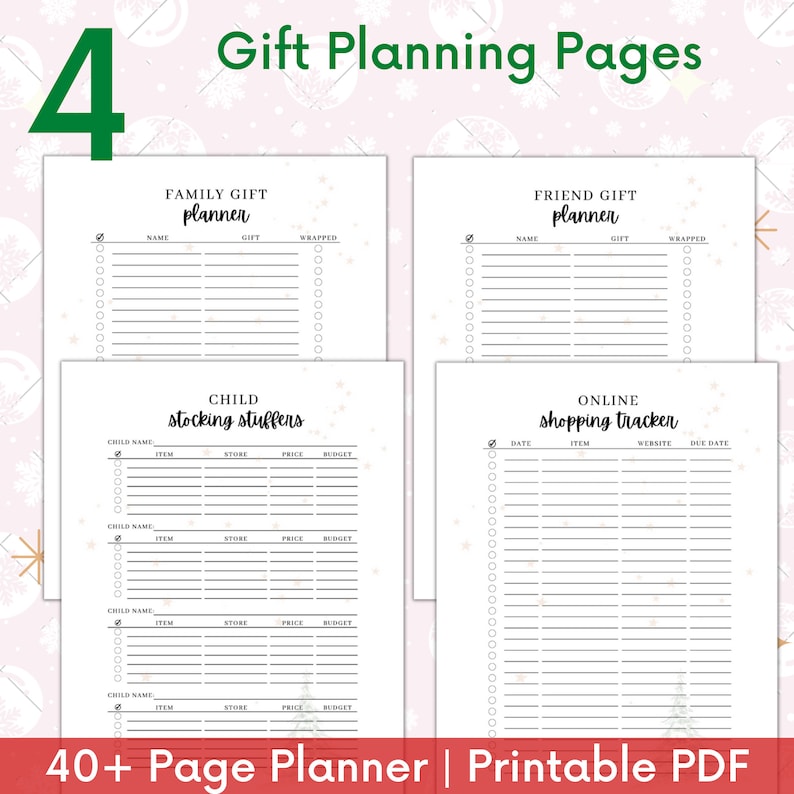 Christmas Planner Printable Holiday Planner Gift Budget - Etsy