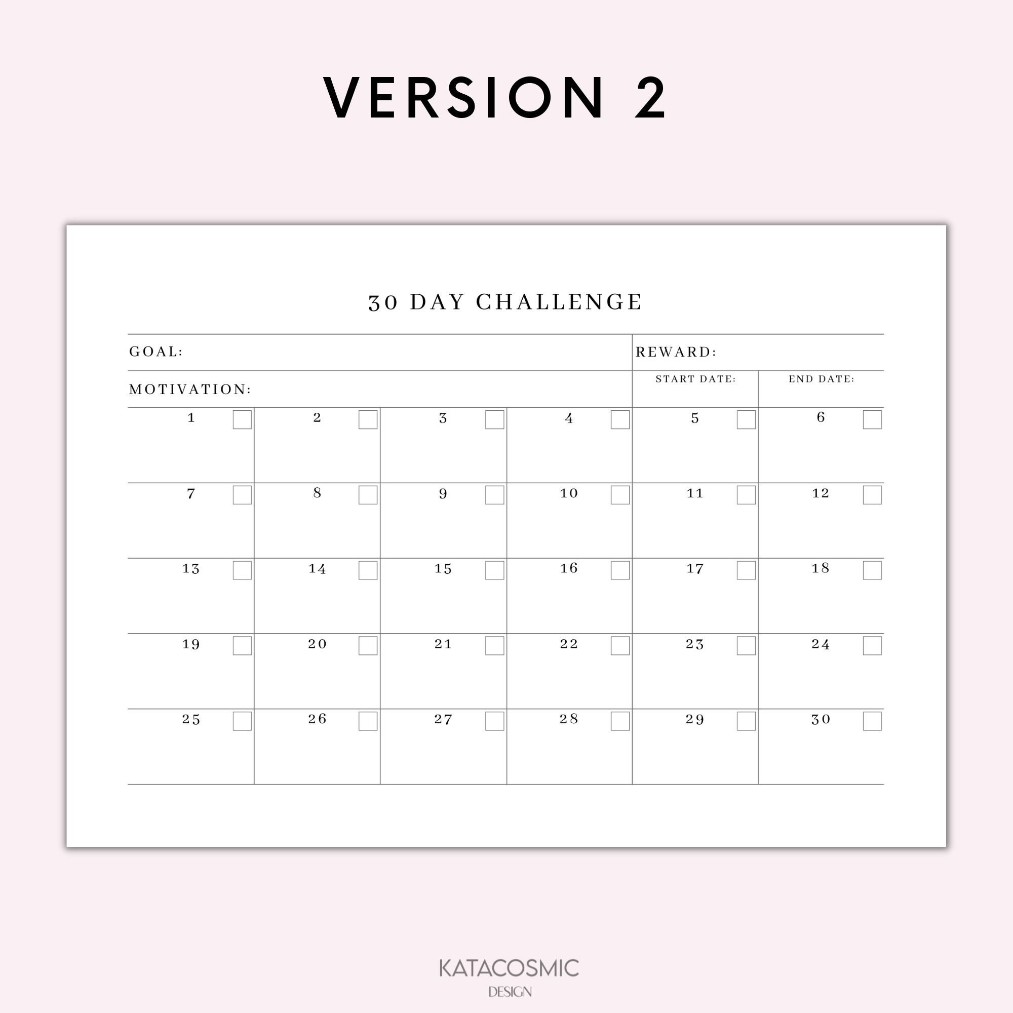 30 Day Challenge Tracker Printable | Printable Habit Tracker | Monthly ...