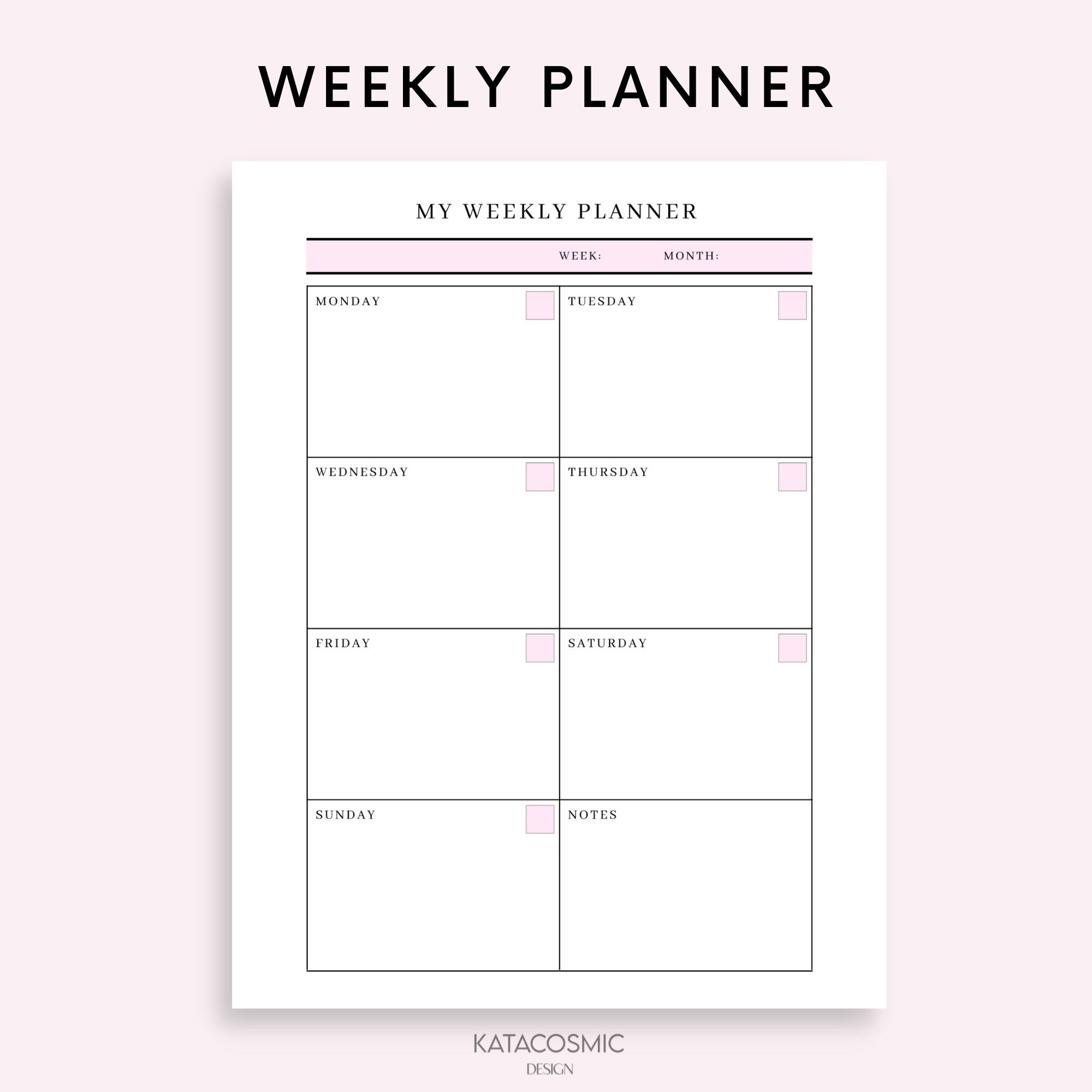 Weekly Planner Printable Hourly Planner Week on 2 Pages - Etsy
