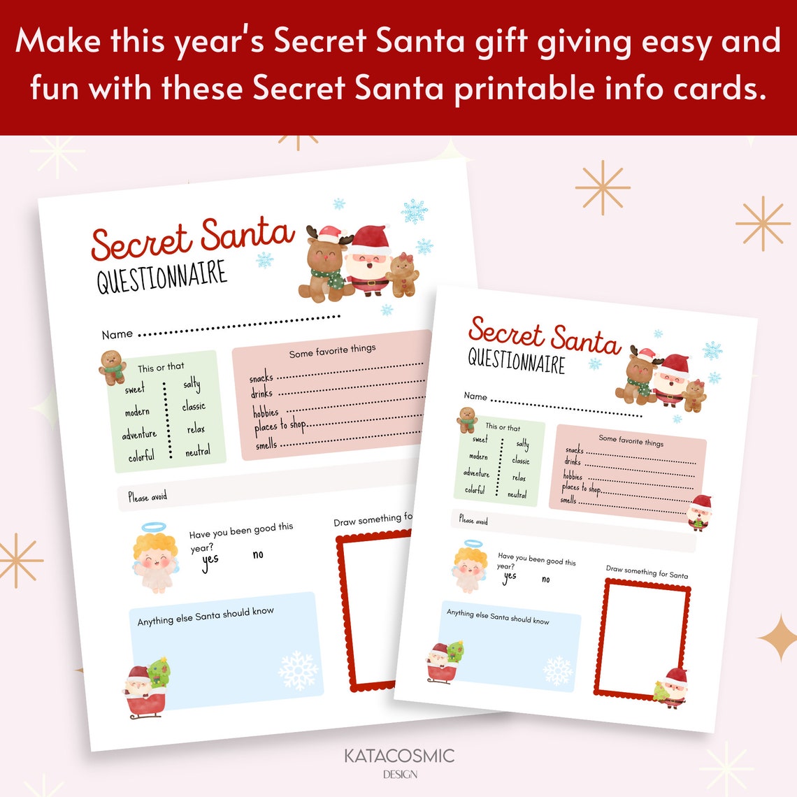 Printable Secret Santa Gift Exchange Questionnaire for - Etsy