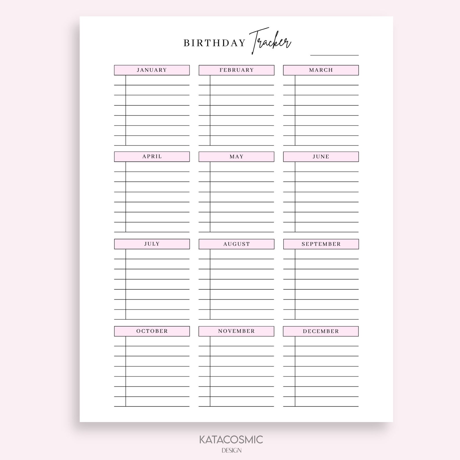Editable Birthday Tracker, Printable Birthday List, Digital Birthday ...