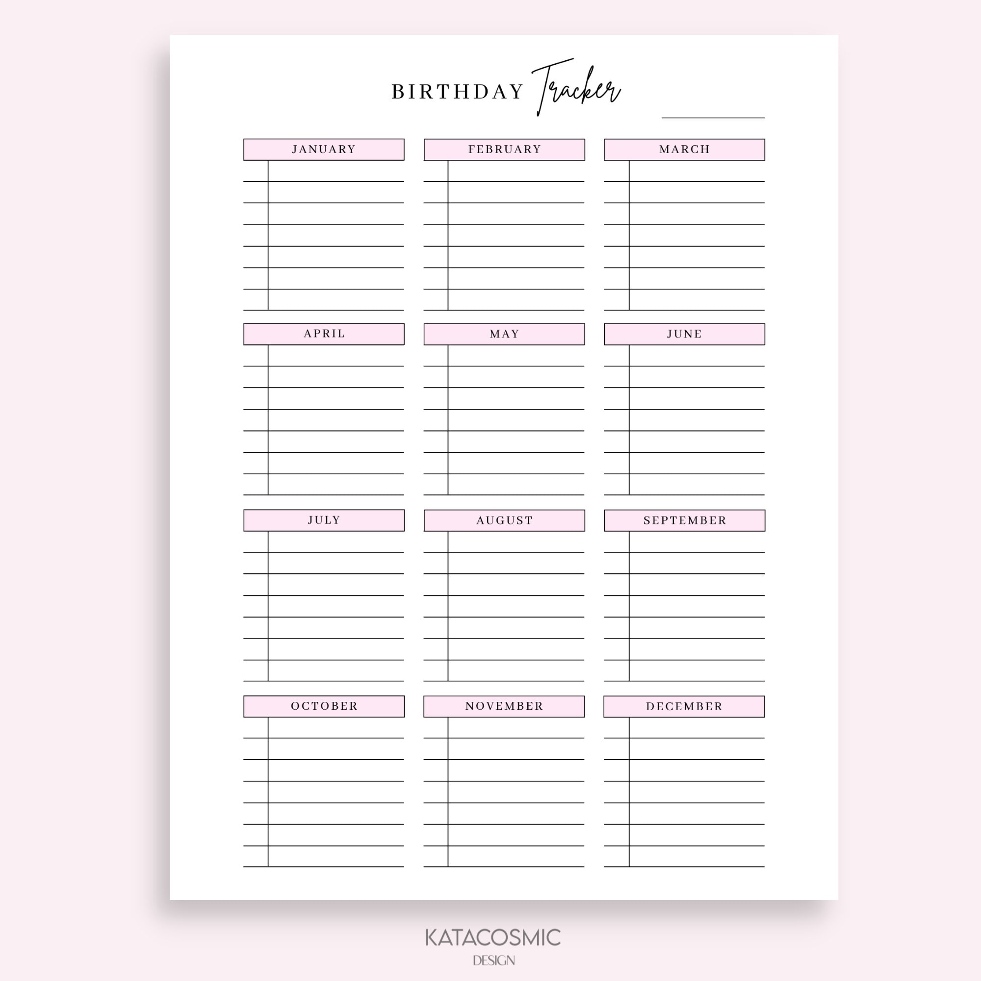 Editable Birthday Tracker Printable Birthday List Digital - Etsy Australia