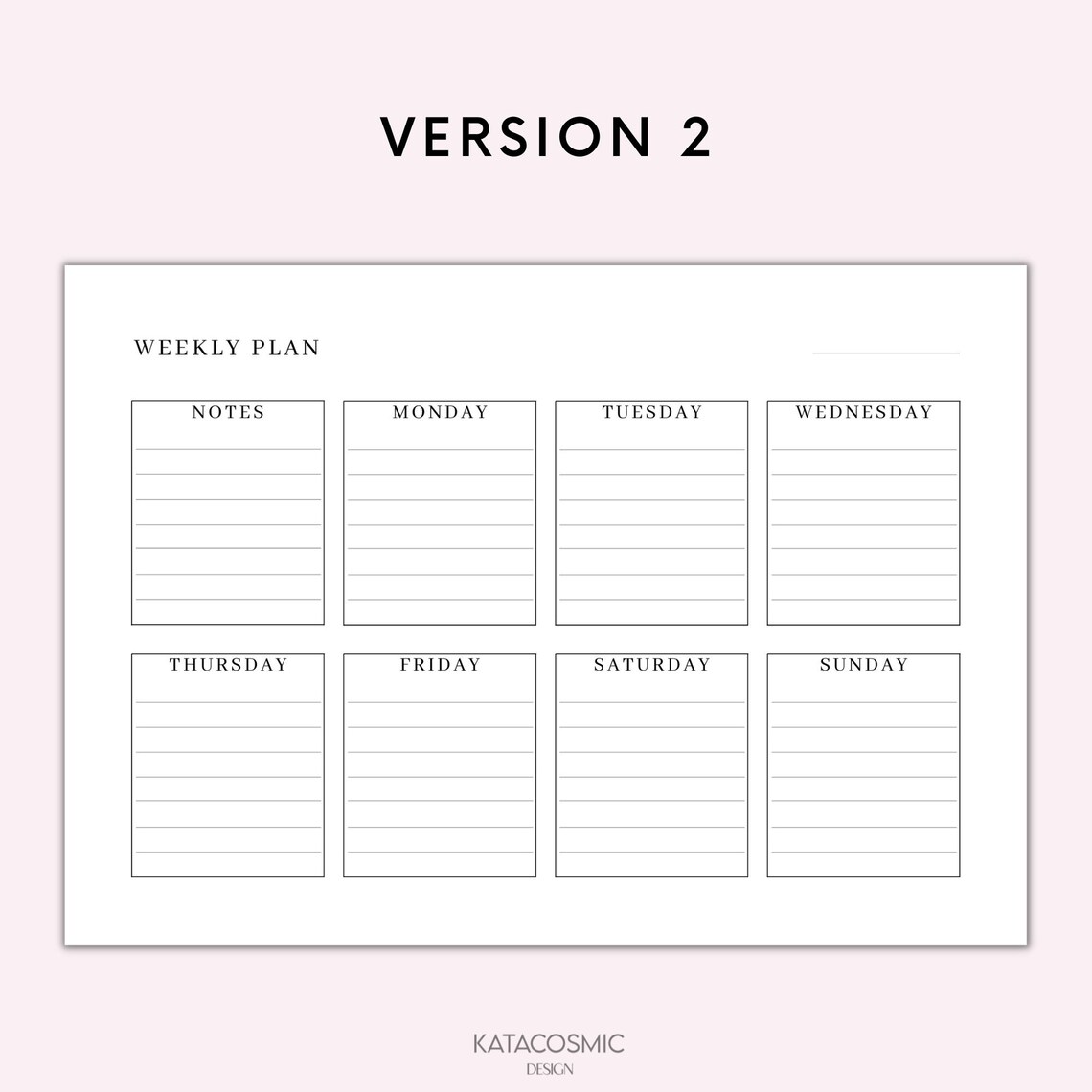 Weekly Planner Printable Landscape Minimalist Weekly - Etsy