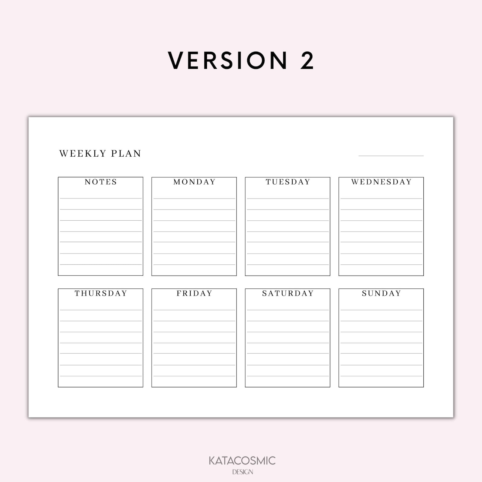 Weekly Planner Printable Landscape Minimalist Weekly - Etsy