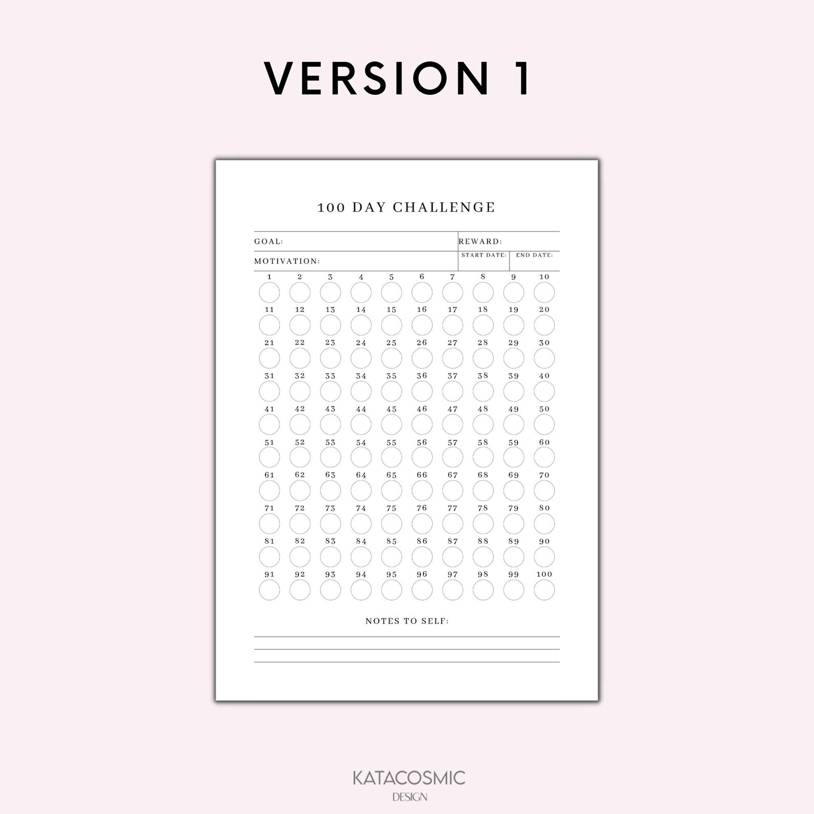 100 Day Challenge, Goal Setting, Goal Progress Tracker, Habit Forming ...