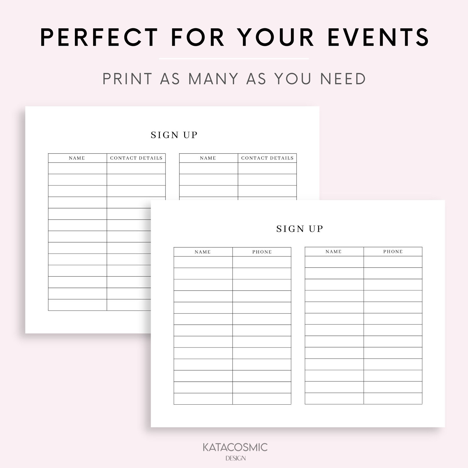 Minimalist Sign up Sheet, 3 Email Sign up Forms, PRINTABLE Sign Up ...