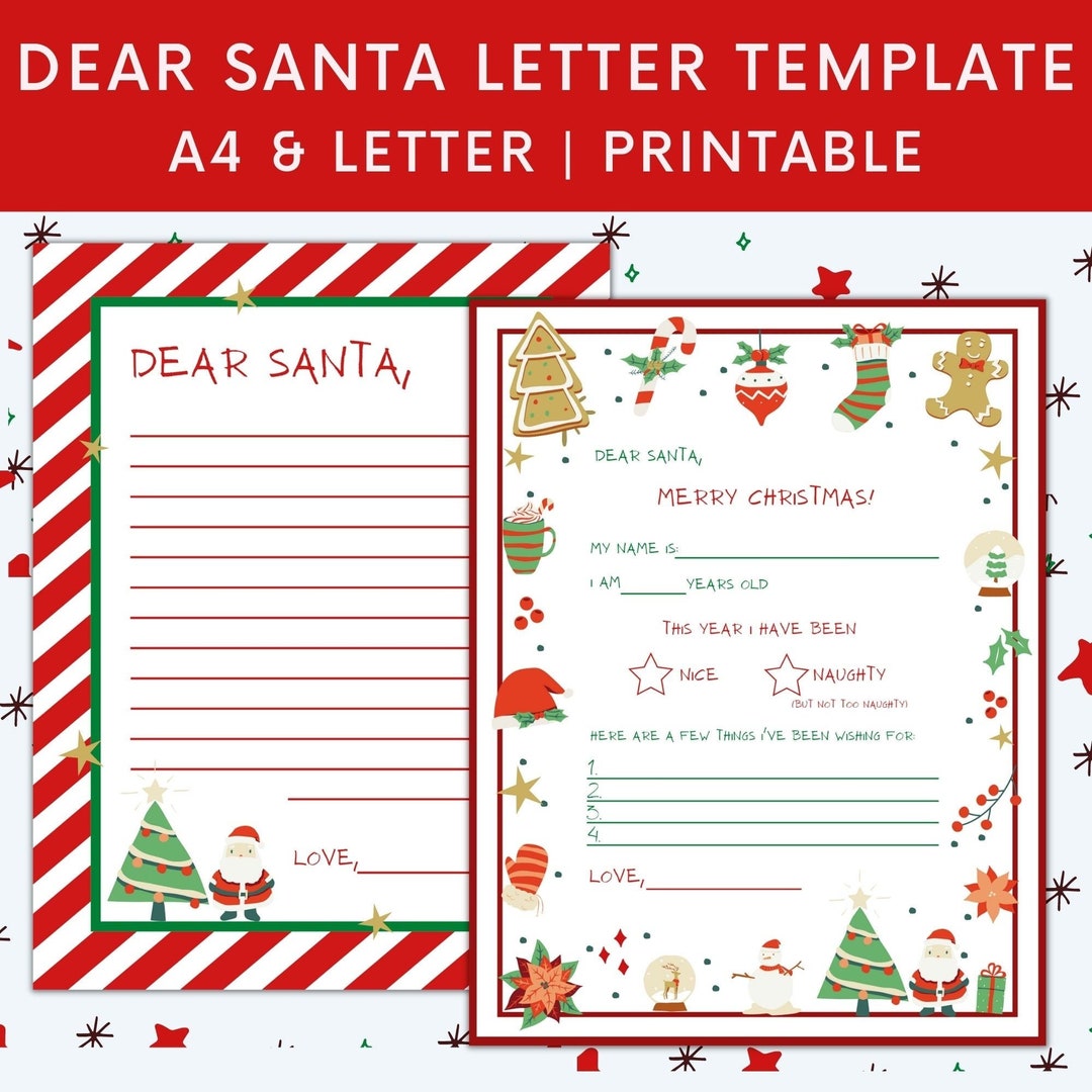 Printable Letter to Santa Claus, Dear Santa Letter Template, Santa ...
