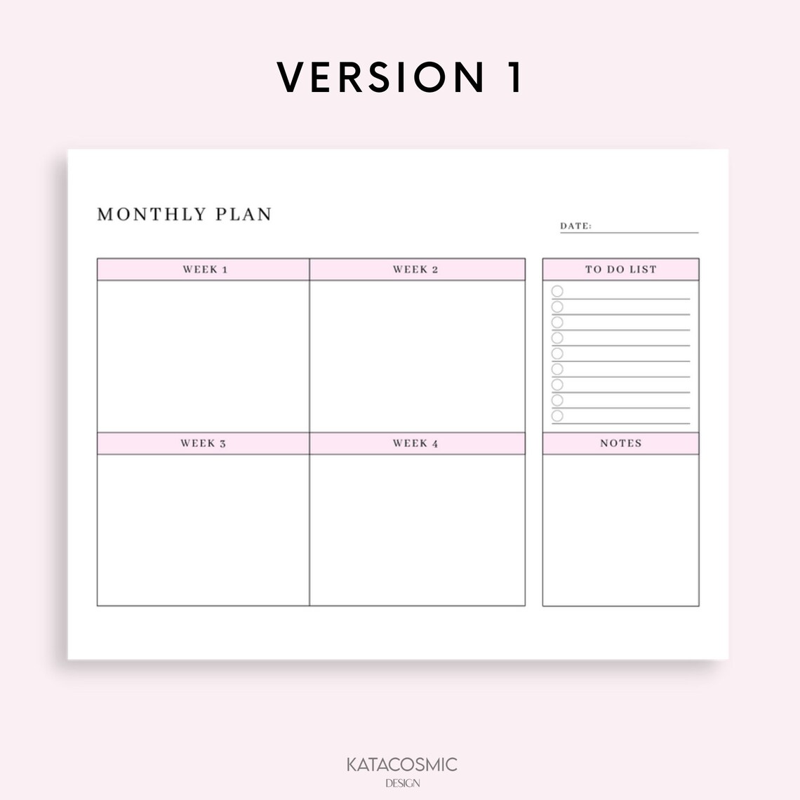 Undated Monthly Planner Printable Month on Two Pages Month - Etsy
