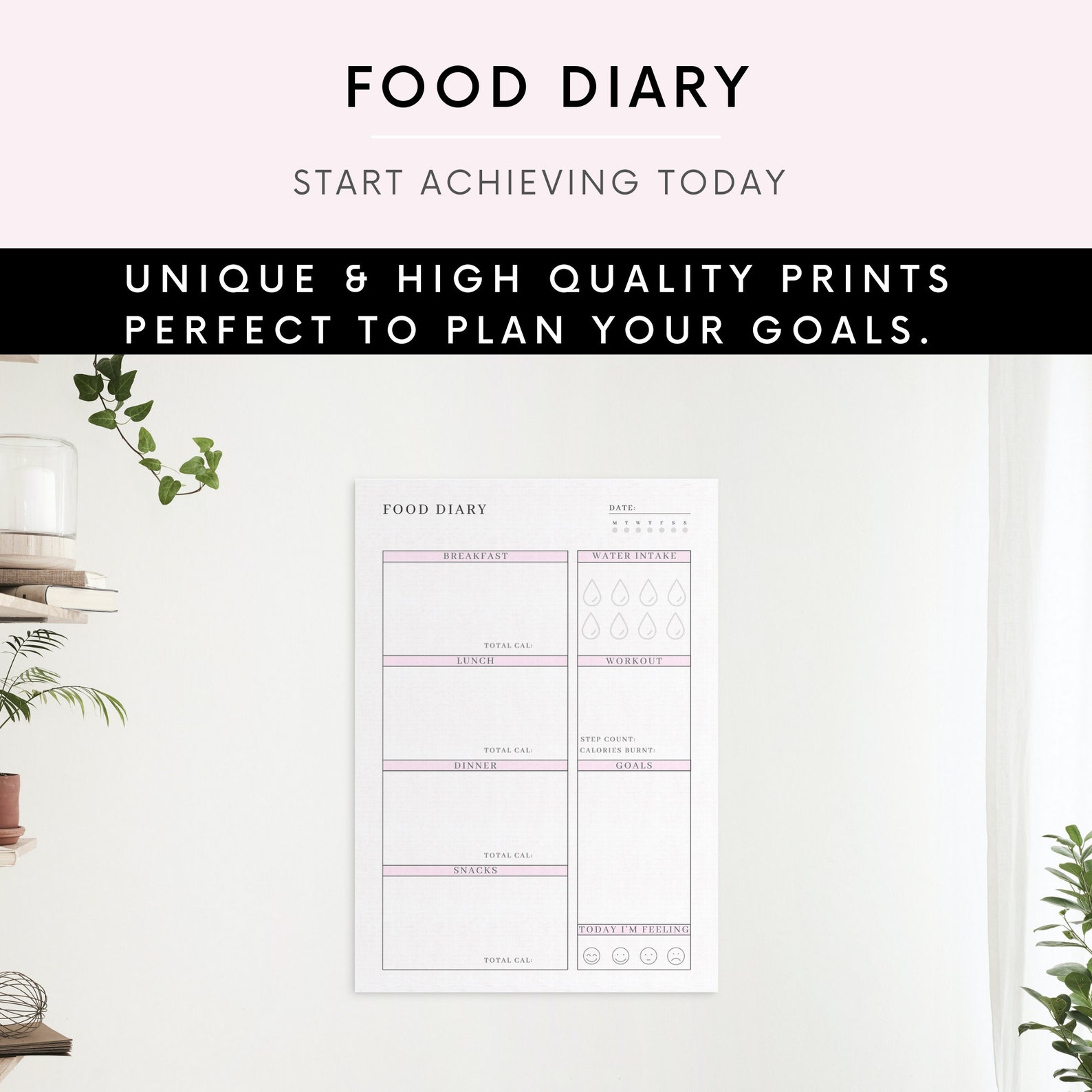 Daily Food Diary Printable A4 A5 Printable Daily Food - Etsy