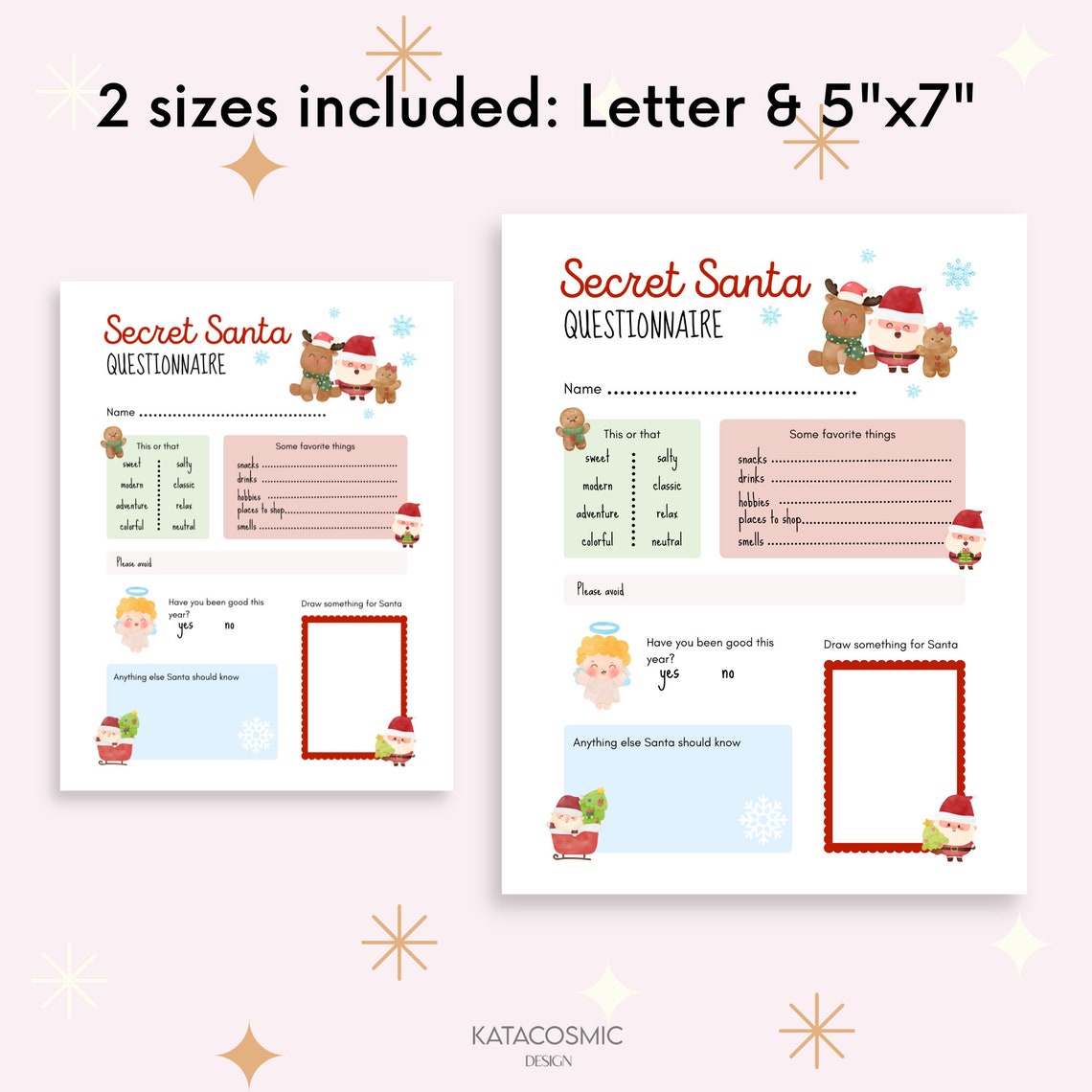 Printable Secret Santa Gift Exchange Questionnaire for - Etsy