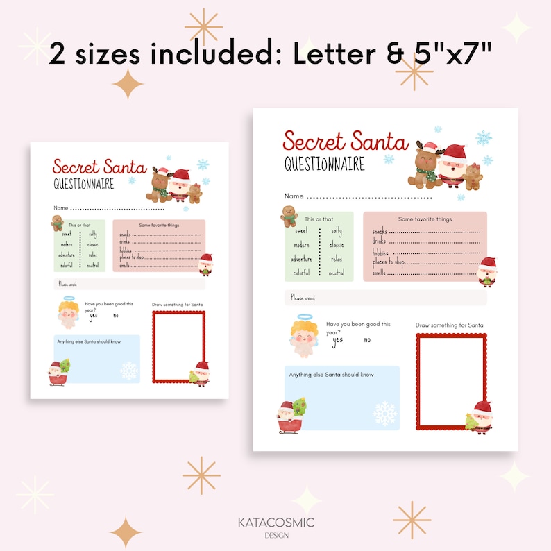 Printable Secret Santa Gift Exchange Questionnaire for - Etsy