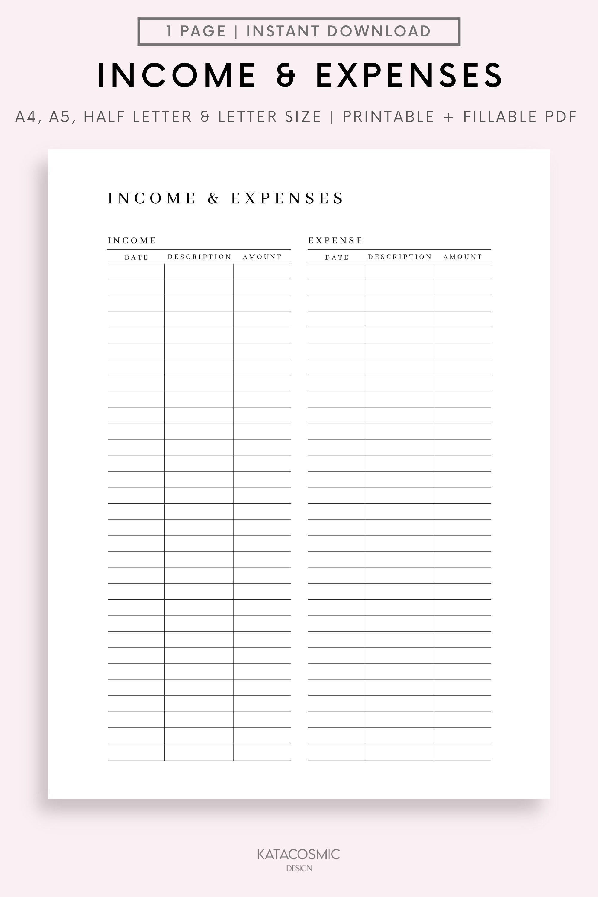 Income and Expense Tracker Income Tracker Expense Tracker - Etsy