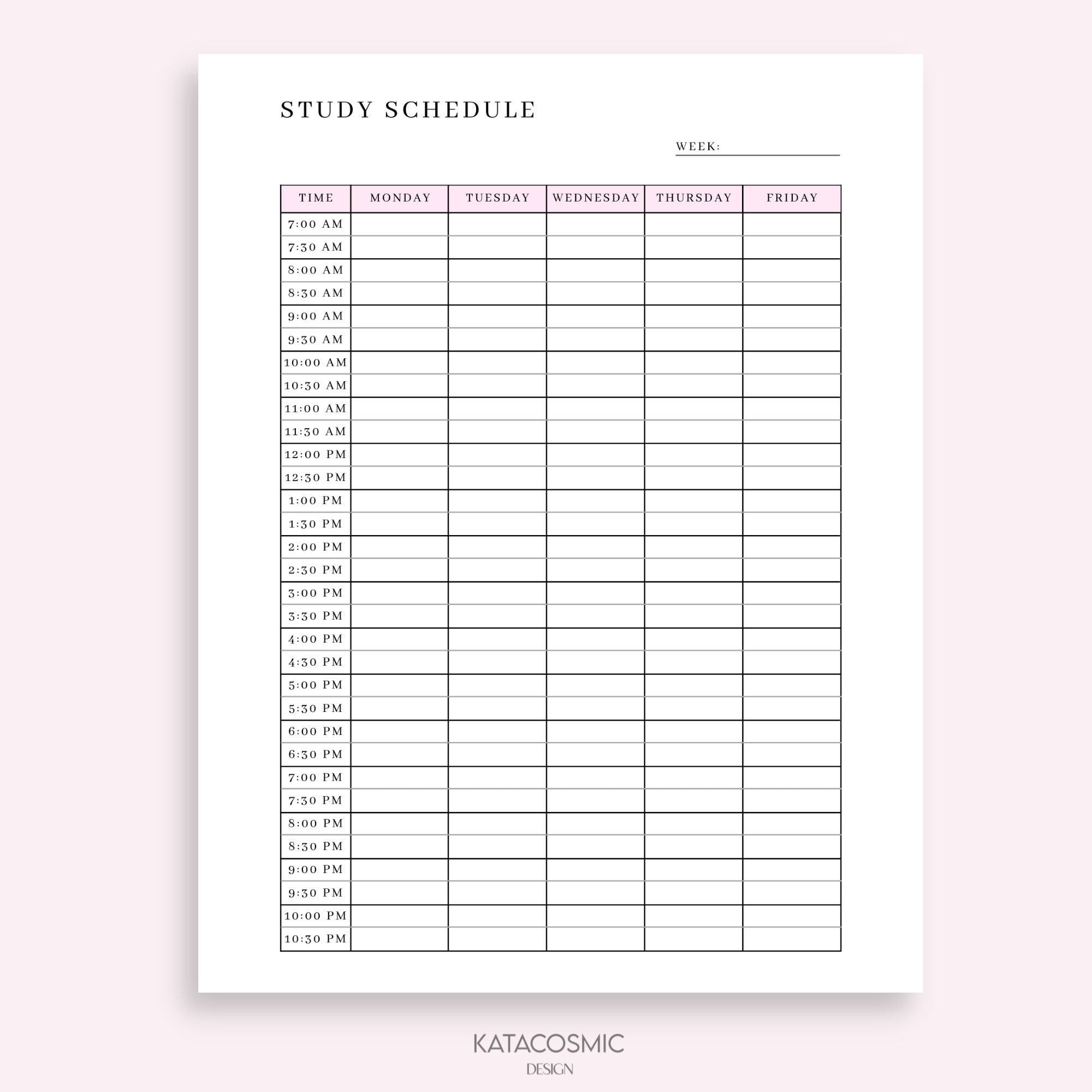 Minimalist Revision Timetable Printable Set Hourly Agenda - Etsy Australia