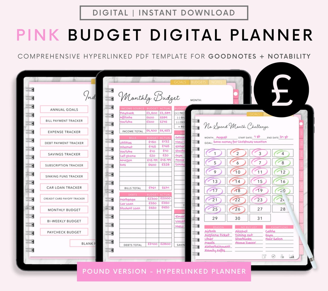 Digital Budget Planner in Pounds, Goodnotes Digital Planner, Budget ...