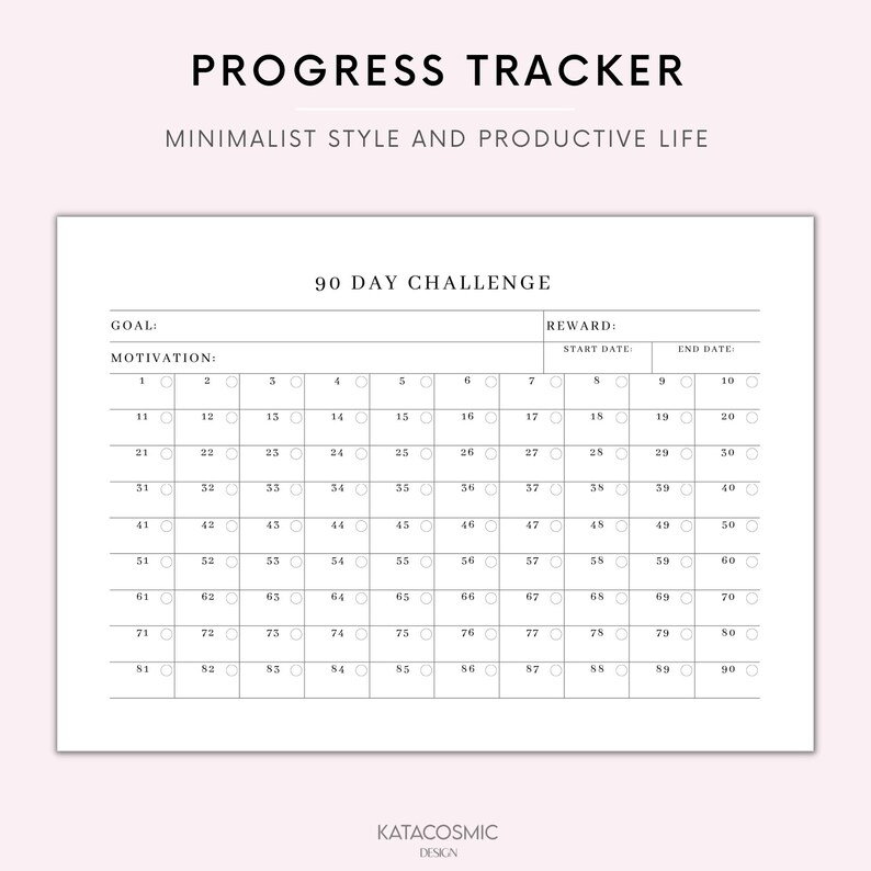 90 Day Challenge Goal Setting Goal Progress Tracker Habit - Etsy