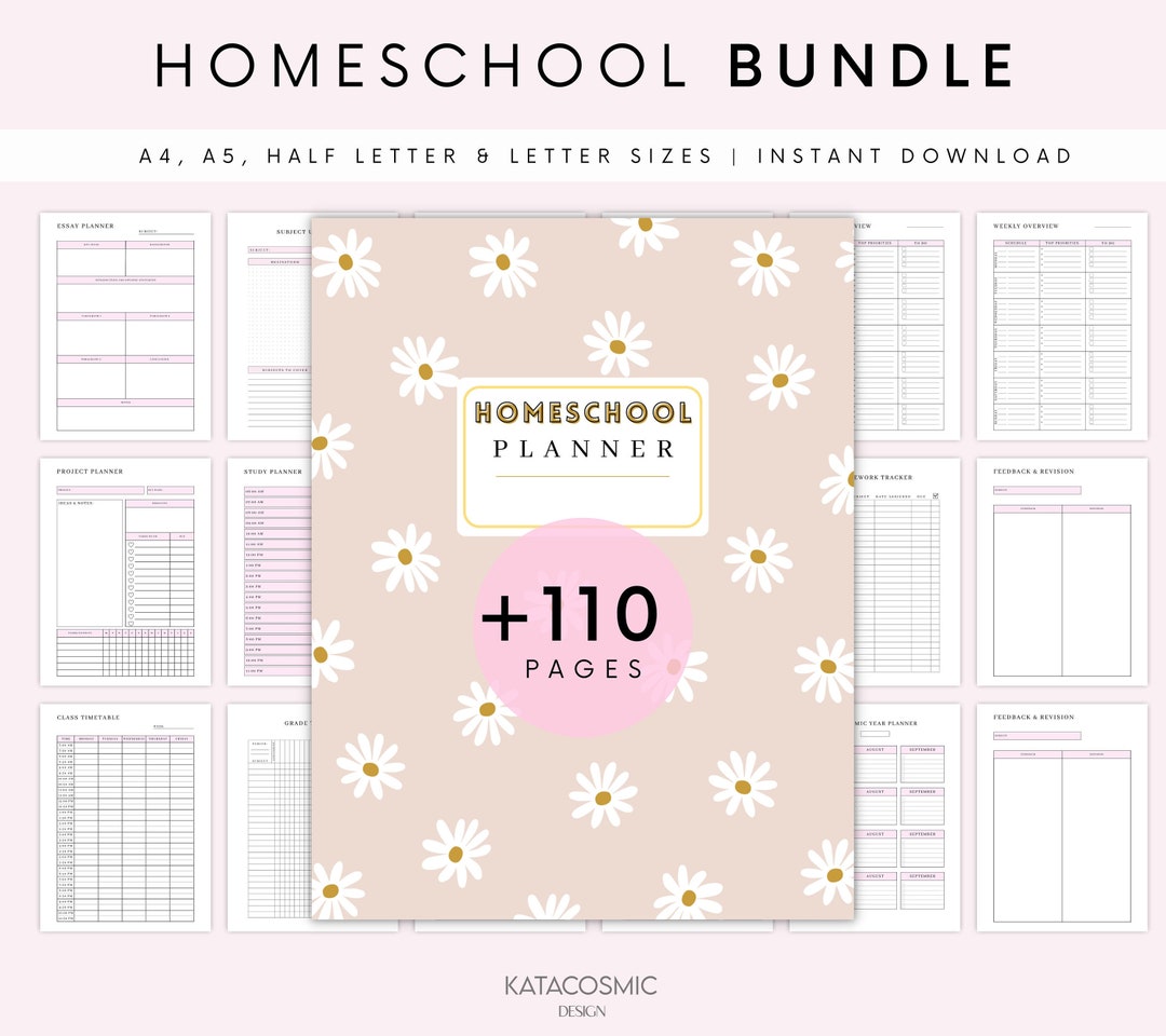 110pg HOMESCHOOL Planner Printable, Home School Teacher, Academic ...