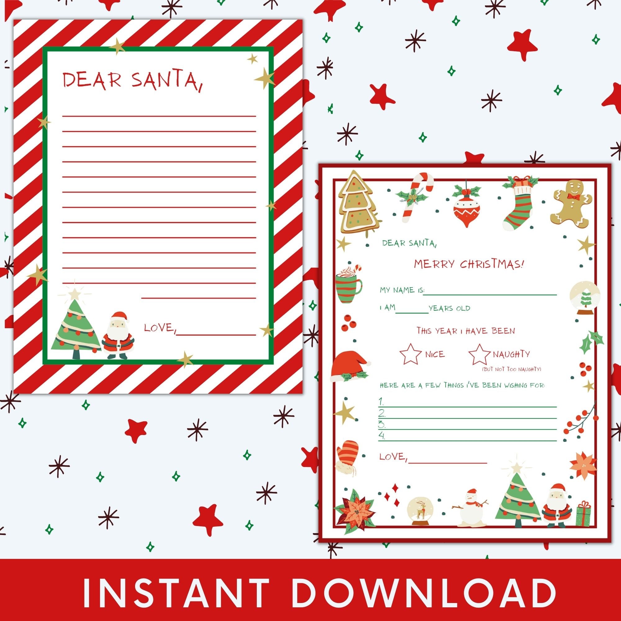 Printable Letter to Santa Claus, Dear Santa Letter Template, Santa ...
