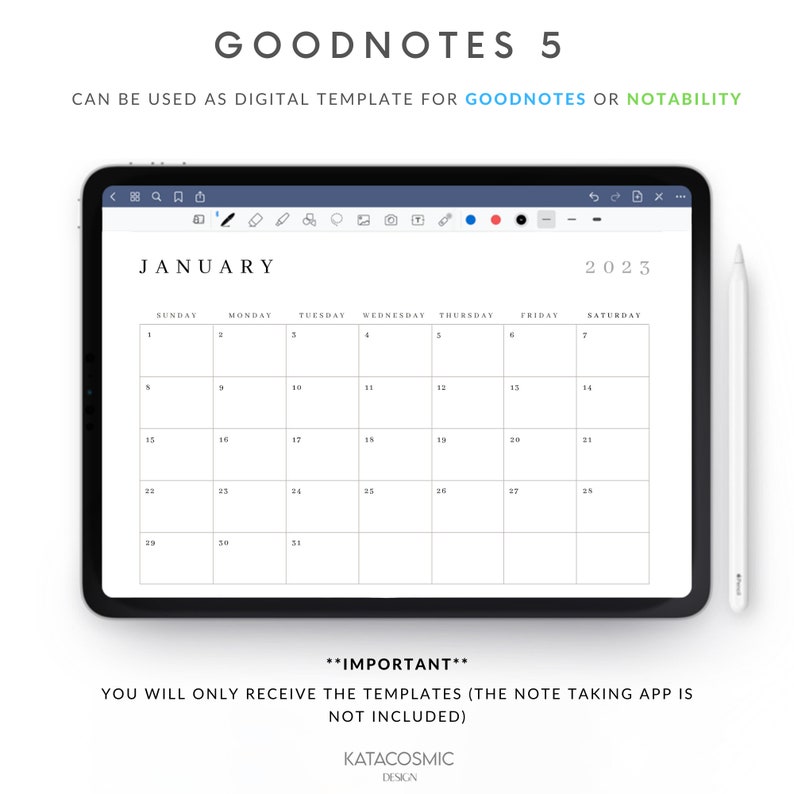 2023 Calendar Printable Digital Monthly Planner Minimalist - Etsy