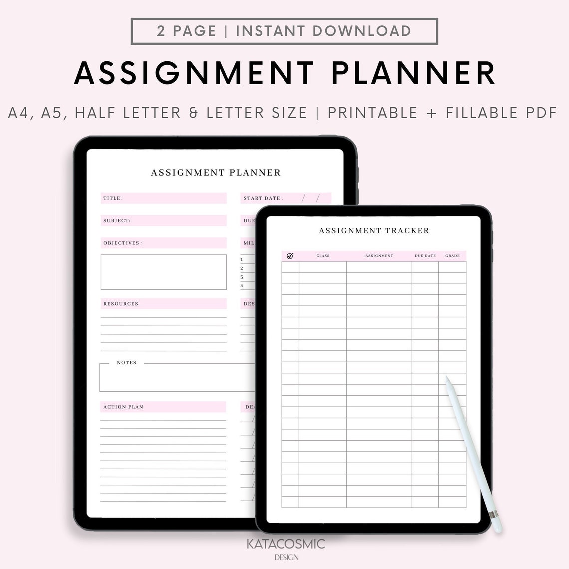 Assignment Tracker Assignment Planner Printable Homework - Etsy