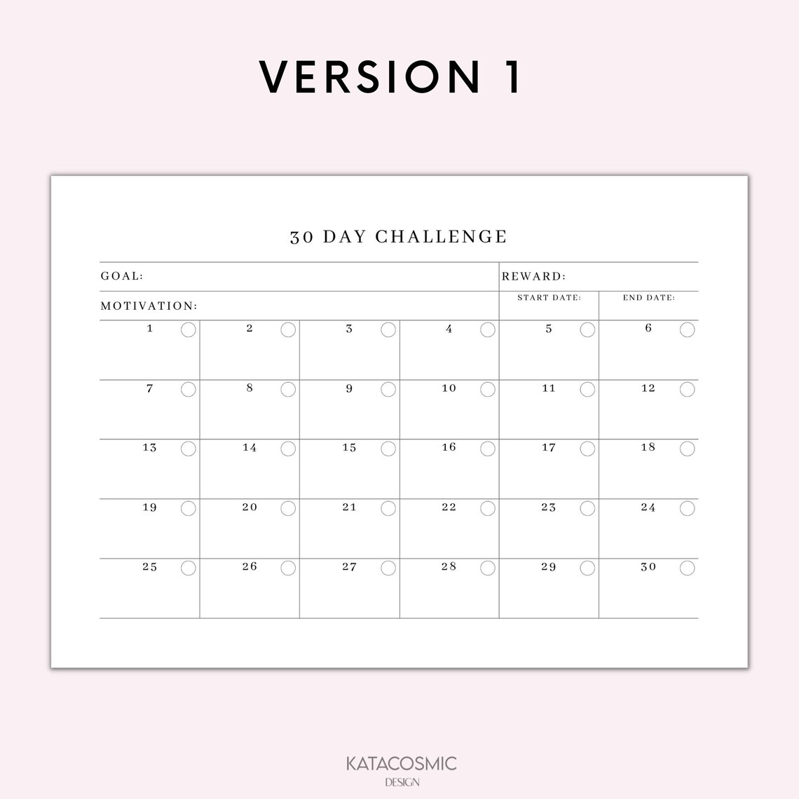 30 Day Challenge Tracker Printable | Printable Habit Tracker | Monthly ...