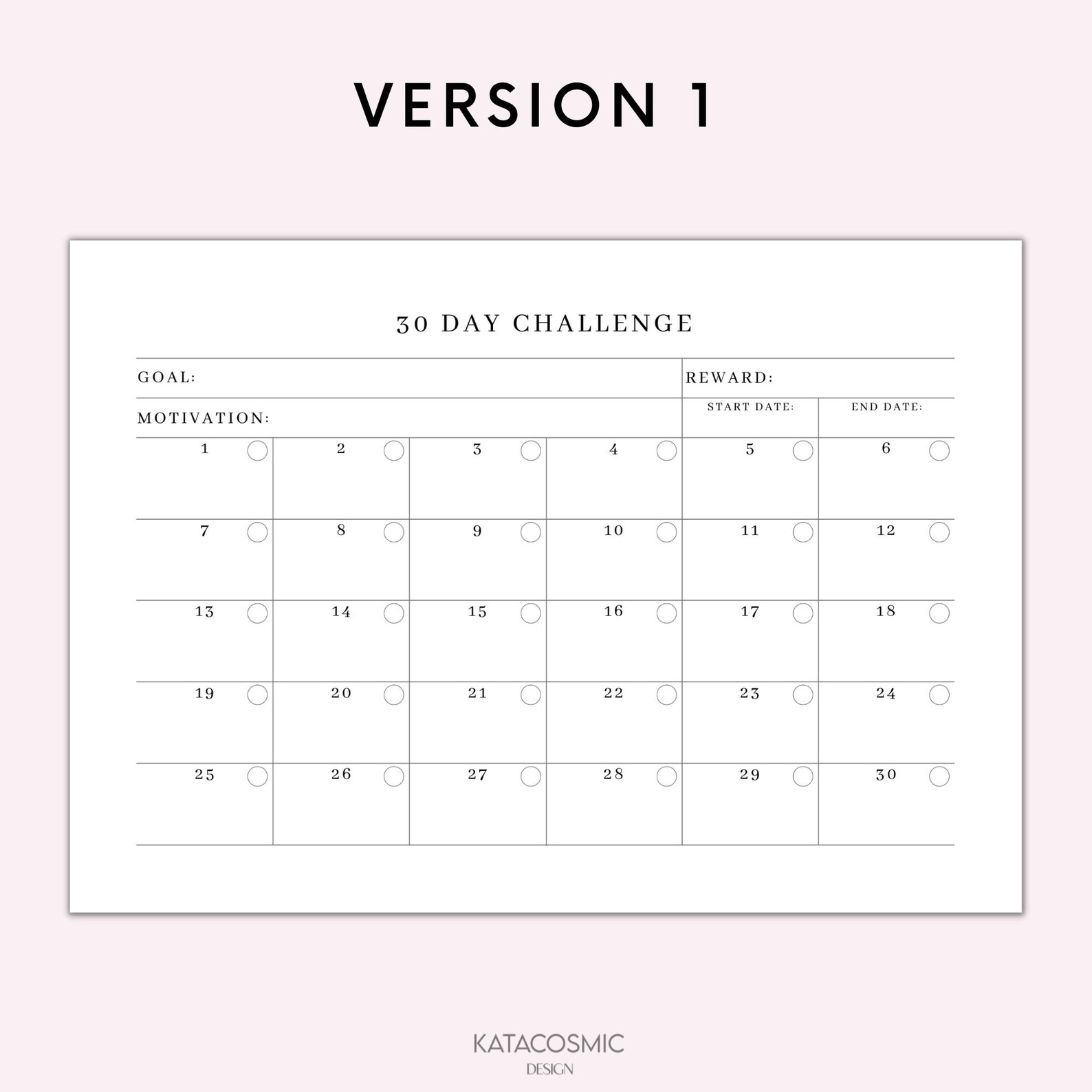 30 Day Challenge Tracker Printable Printable Habit Tracker | Etsy