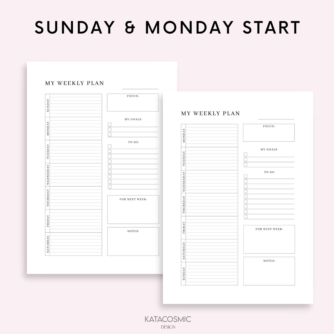 Weekly to Do List Printable Minimalist Weekly Planner Weekly - Etsy