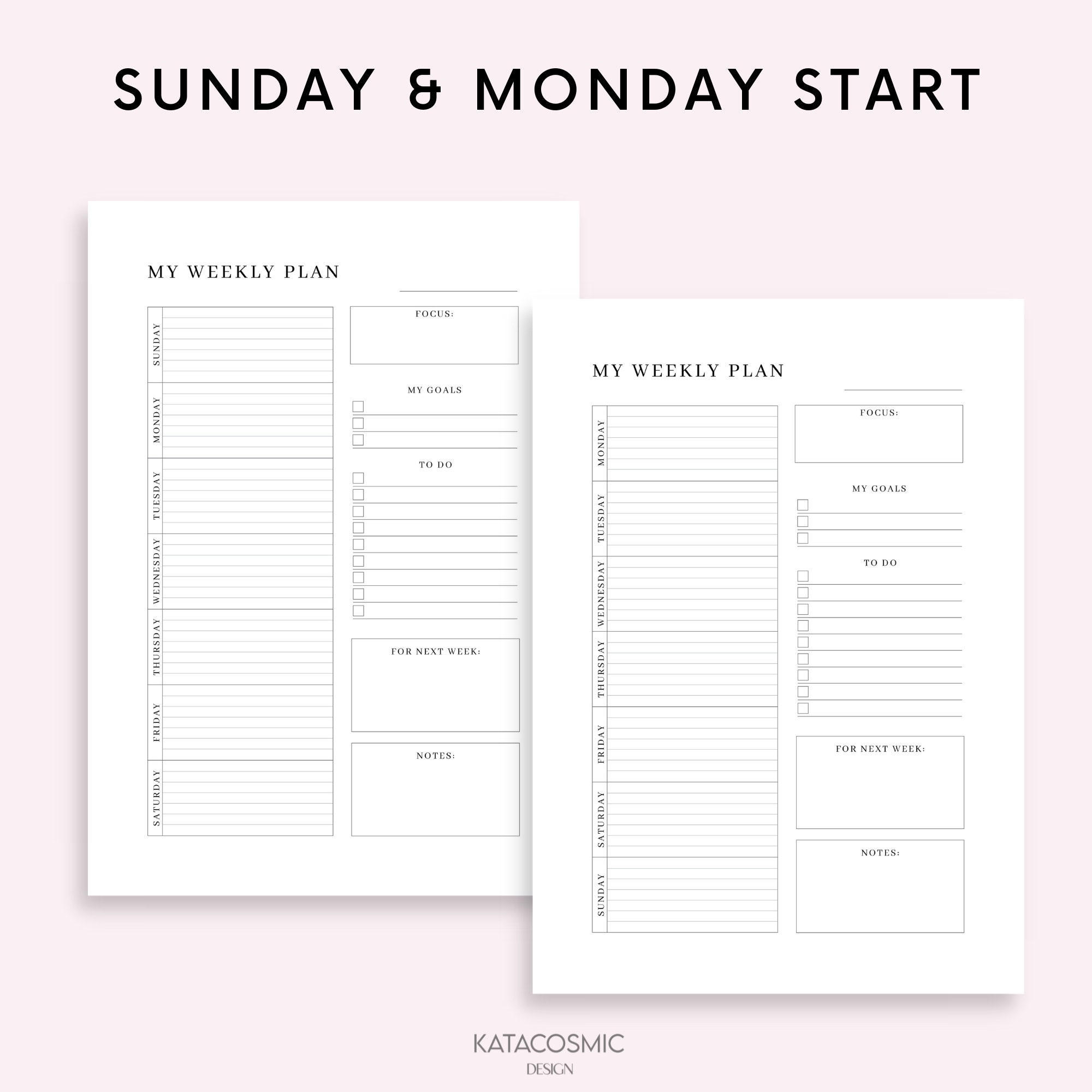 Weekly to Do List Printable Minimalist Weekly Planner Weekly - Etsy