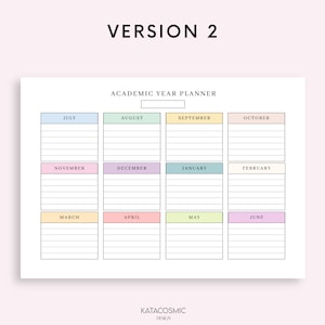 Academic Year Planner Template Printable Calendar Landscape, Homeschool ...