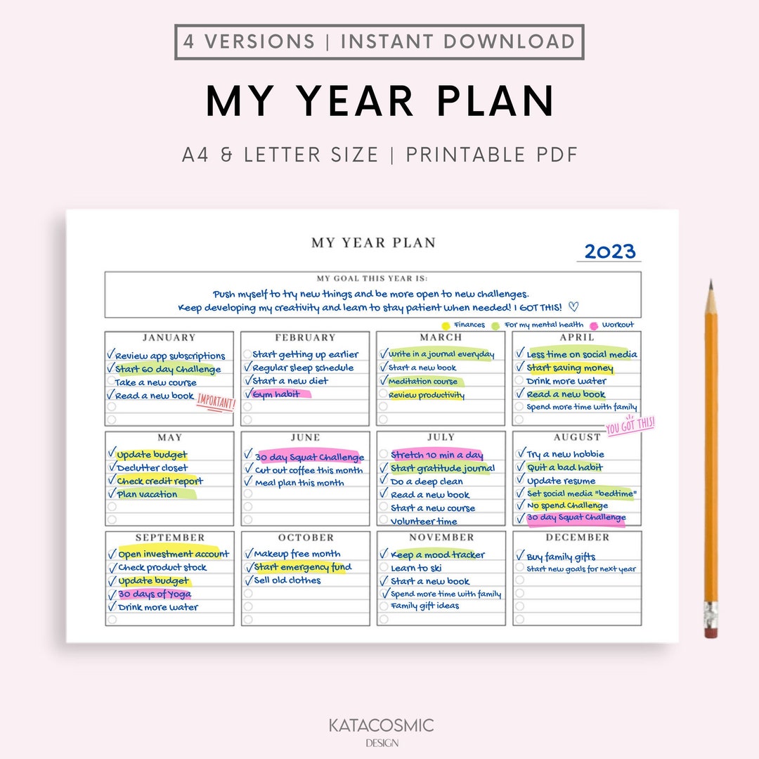 Yearly Tasks Printable Landscape, Yearly to Do List, Minimalist Yearly ...