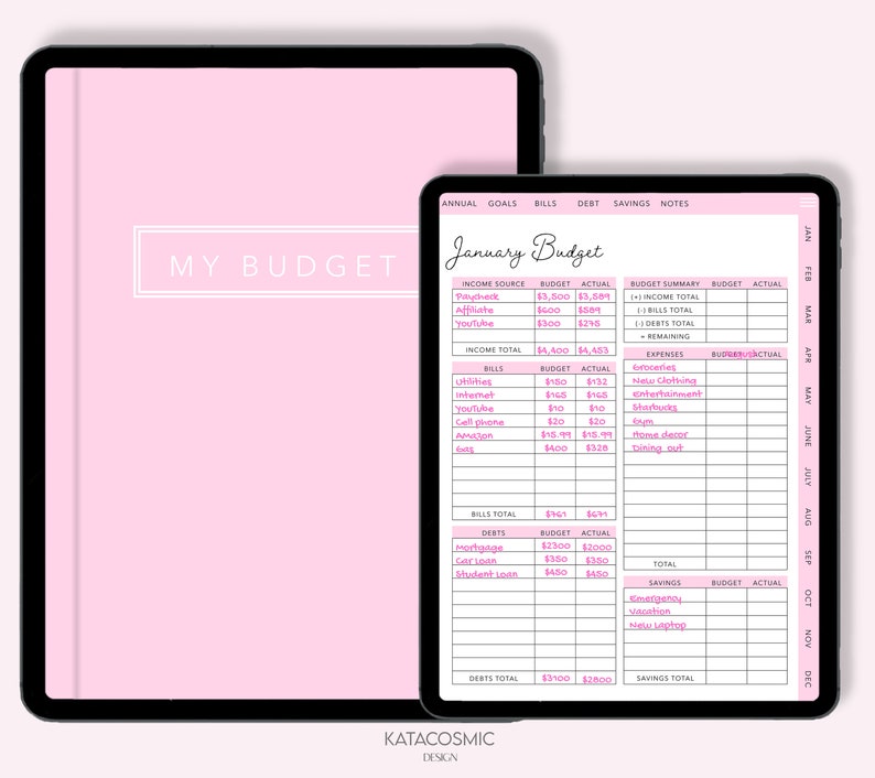 Digital Budget Planner Budget Template Monthly Budget - Etsy