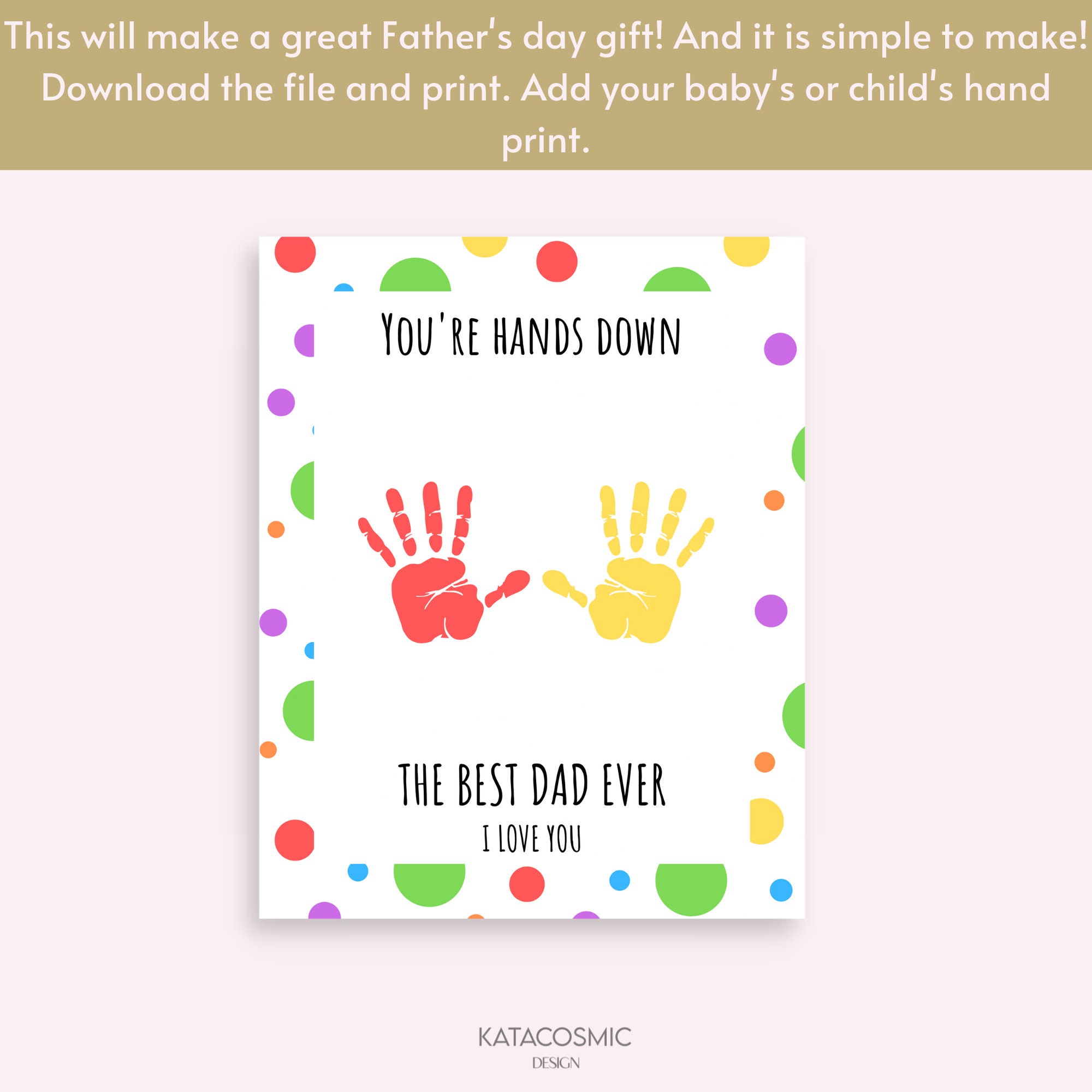 Handprint Art Craft Best Dad Hands Down Father's Day - Etsy