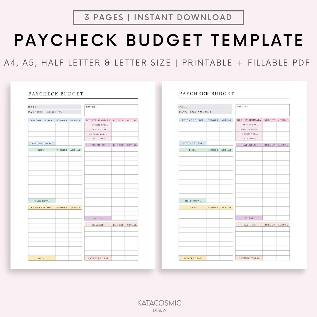 EDITABLE Paycheck Budget Planner, Budget by Paycheck Template, PDF ...