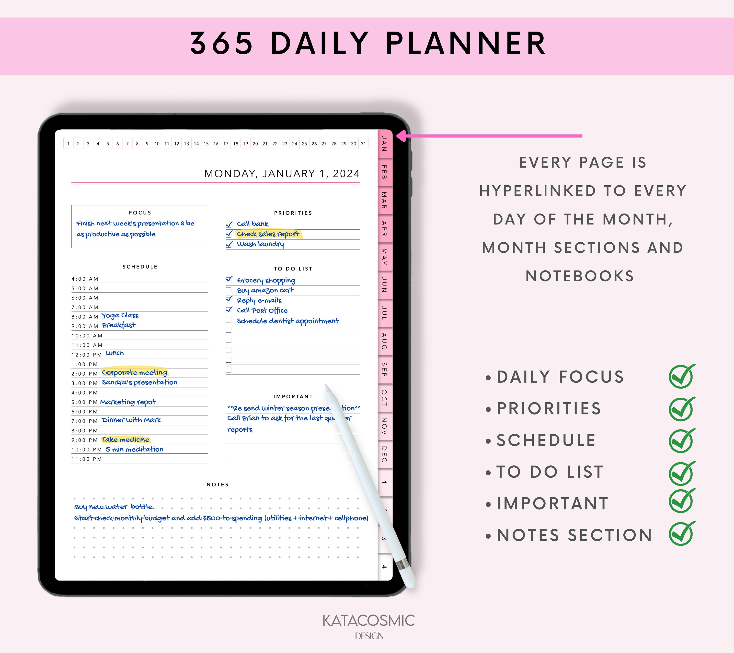 2025 Digital Daily Journal Planner, Portrait Digital Planner, iPad 365 ...