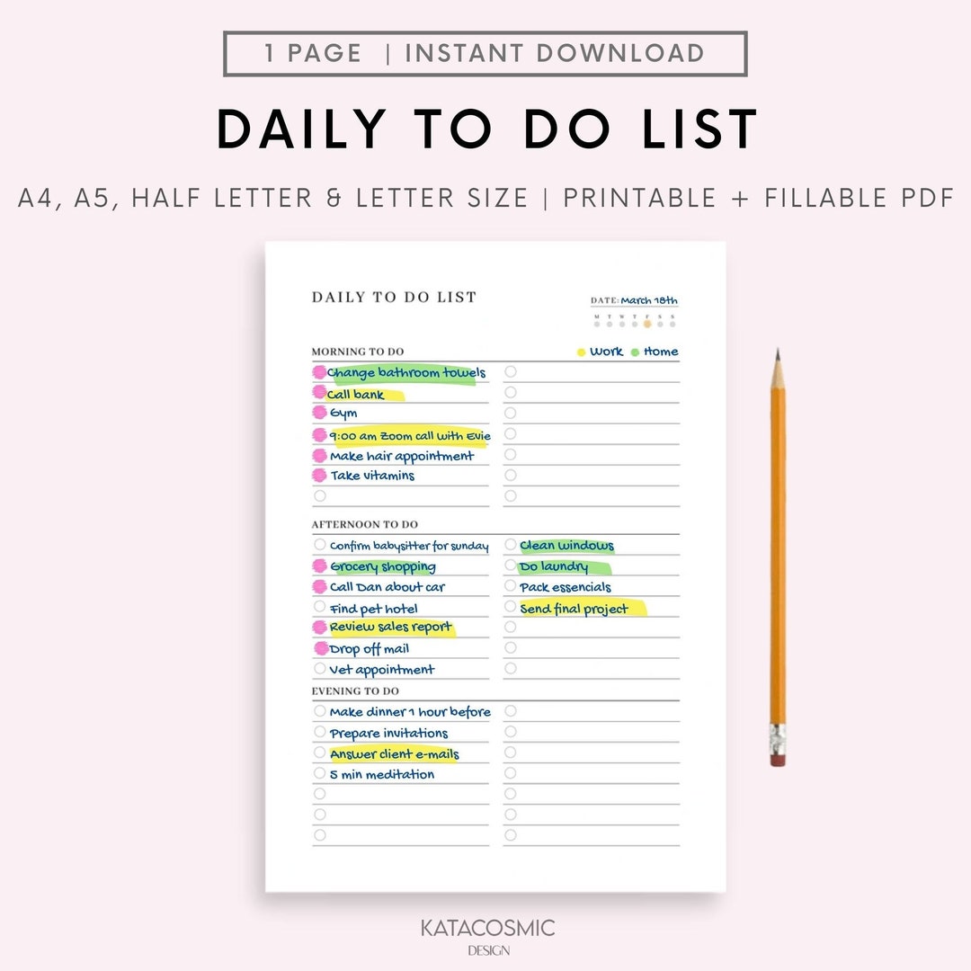 Daily to Do List Printable 2023, to Do List Digital, Daily Task List ...