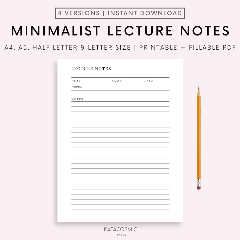 Printable Lecture Notes Note Taking Template College Student - Etsy