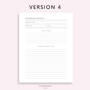 Printable Sermon Notes, Print at Home Faith Planner, Scripture and ...