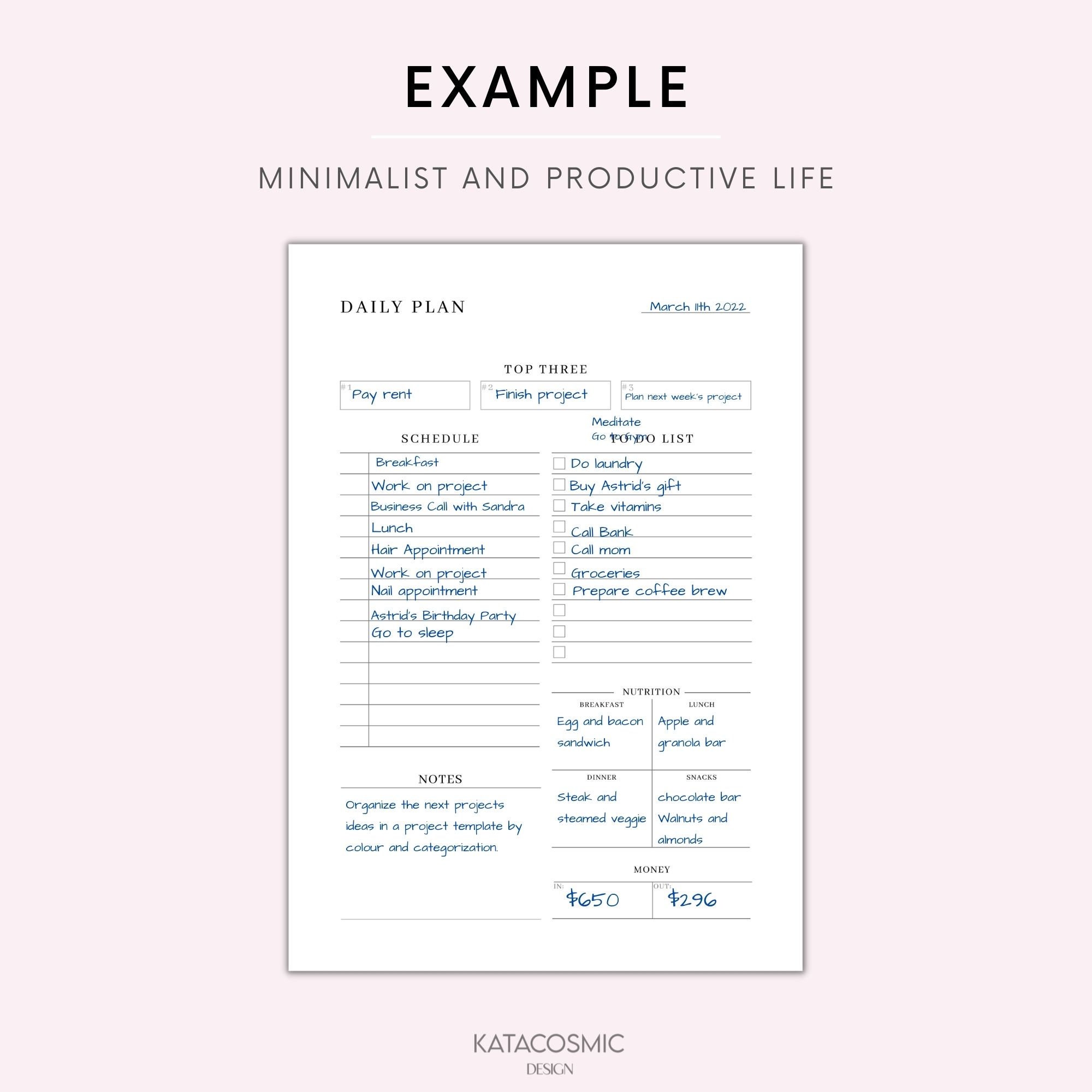 Daily Schedule Undated Printable Daily Planner Fillable Daily | Etsy
