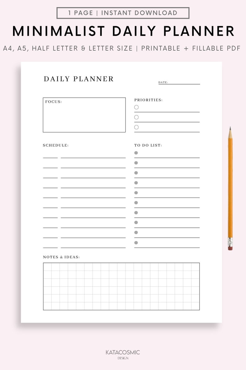 Minimalist Daily Planner Printable Daily to Do List for - Etsy