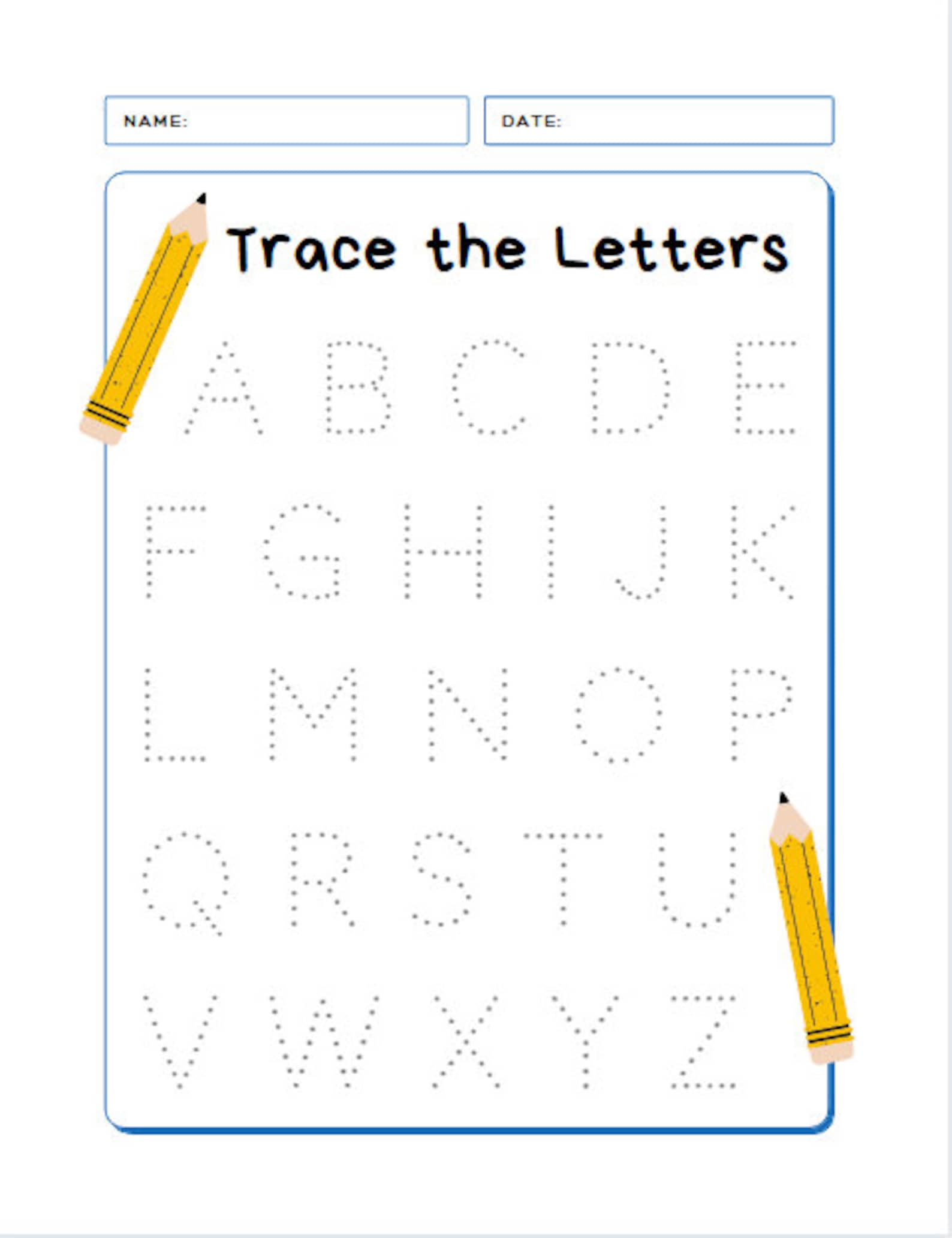 Alphabet & Numbers Tracing Printable Worksheets. Preschool Printable ...