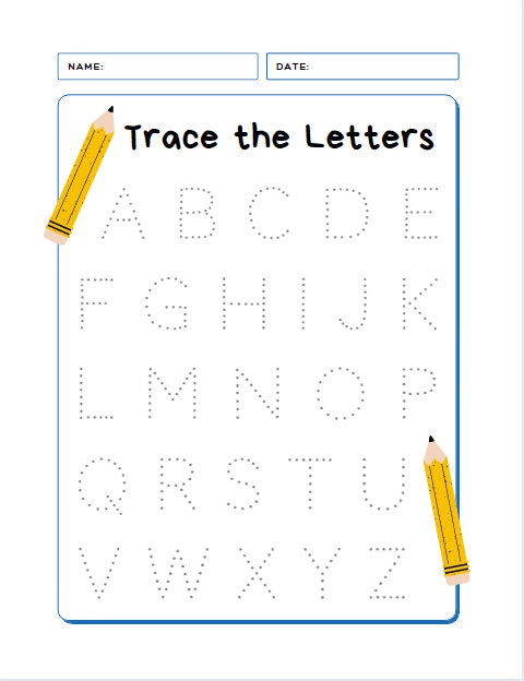 Alphabet & Numbers Tracing Printable Worksheets. Preschool Printable ...