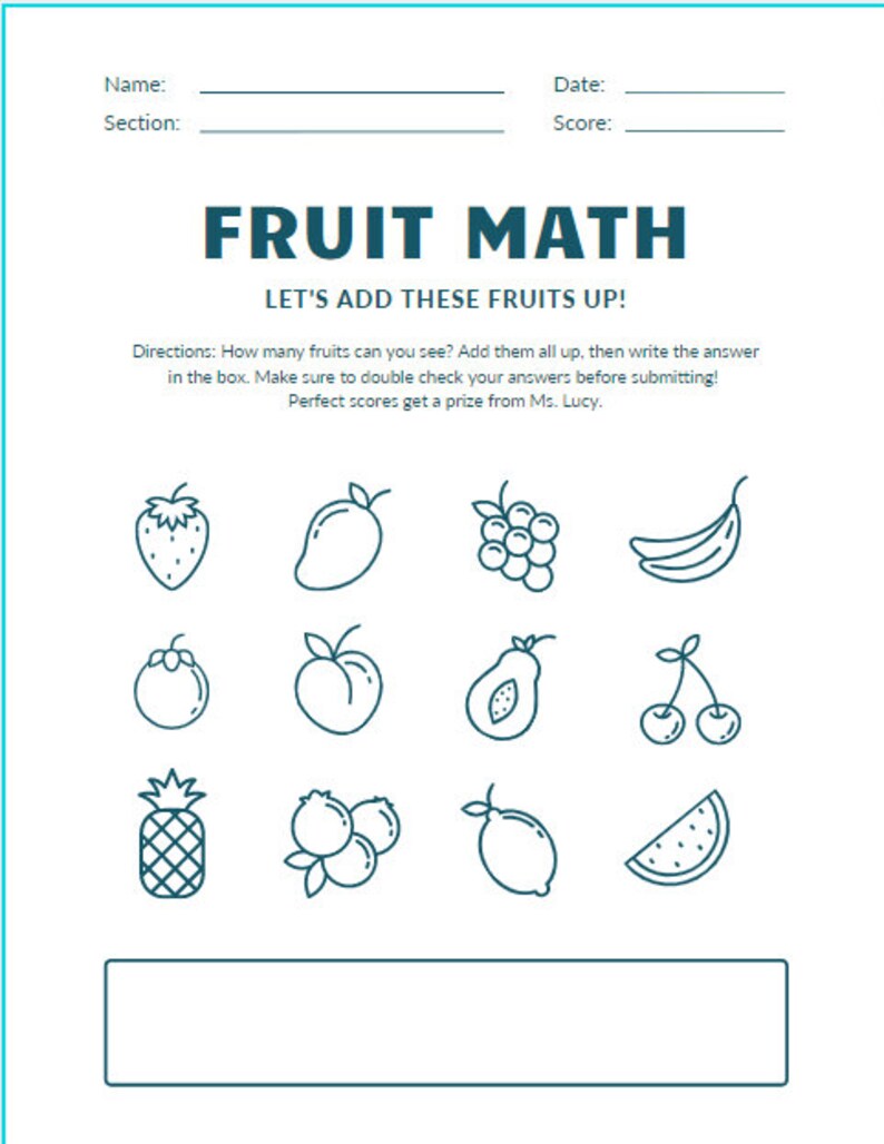 Kindergarten Homeschool Addition Worksheets - Etsy