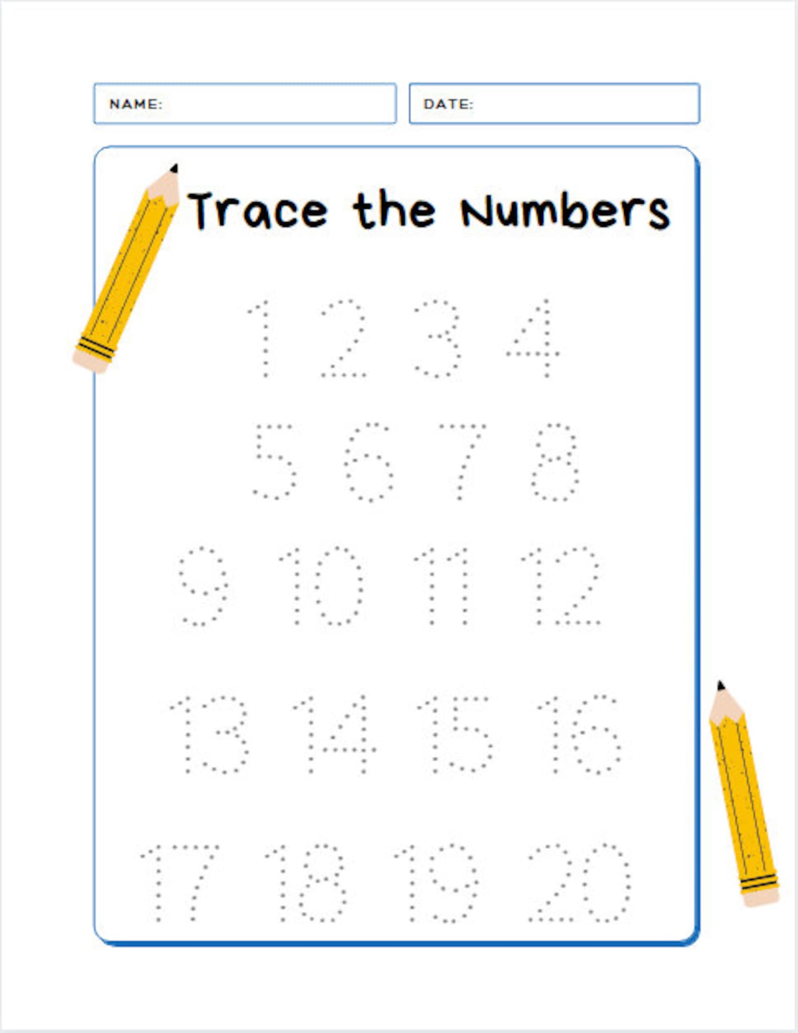Alphabet & Numbers Tracing Printable Worksheets. Preschool Printable ...