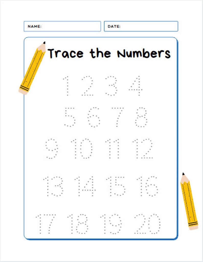 Alphabet & Numbers Tracing Printable Worksheets. Preschool Printable ...