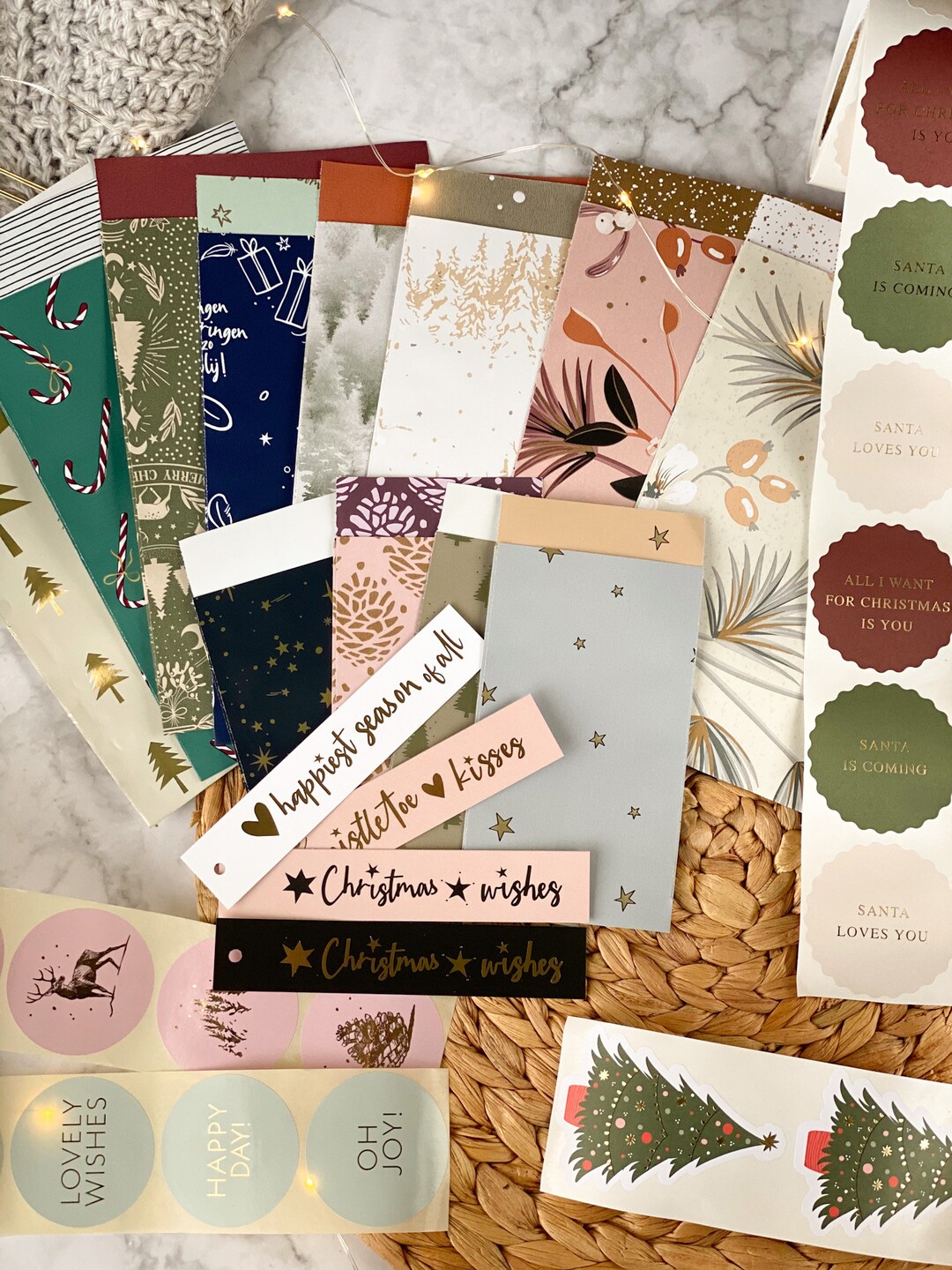 Paper Bags Set With Stickers Gift Tags Christmas Time Gift Wrapping ...