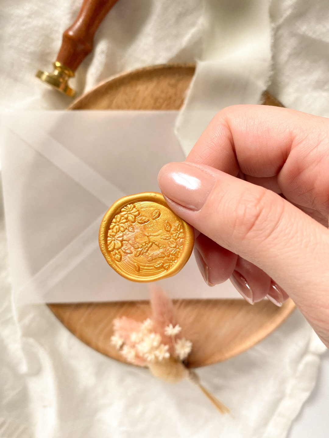 Ready-made Self-adhesive Wax Seals Gold Wax Stickers for Wedding ...