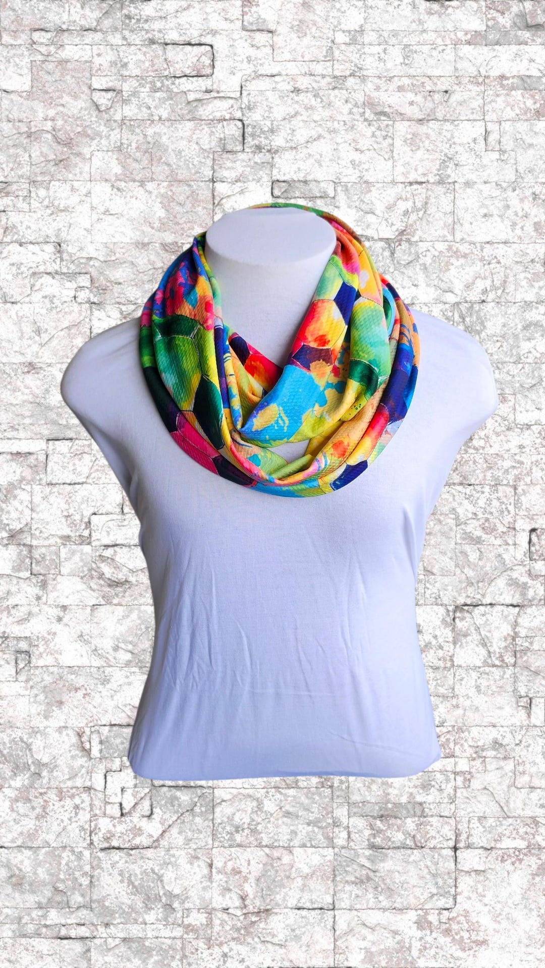 Soccer Ball Colorful Infinity Scarf, World Football Fashion Wrap ...