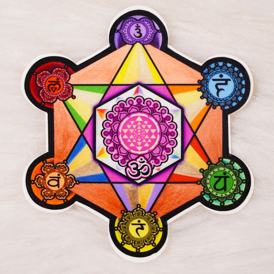 Metatron's Magic Chakra Cube Vinyl Waterproof Sticker Rainbow Laptop ...