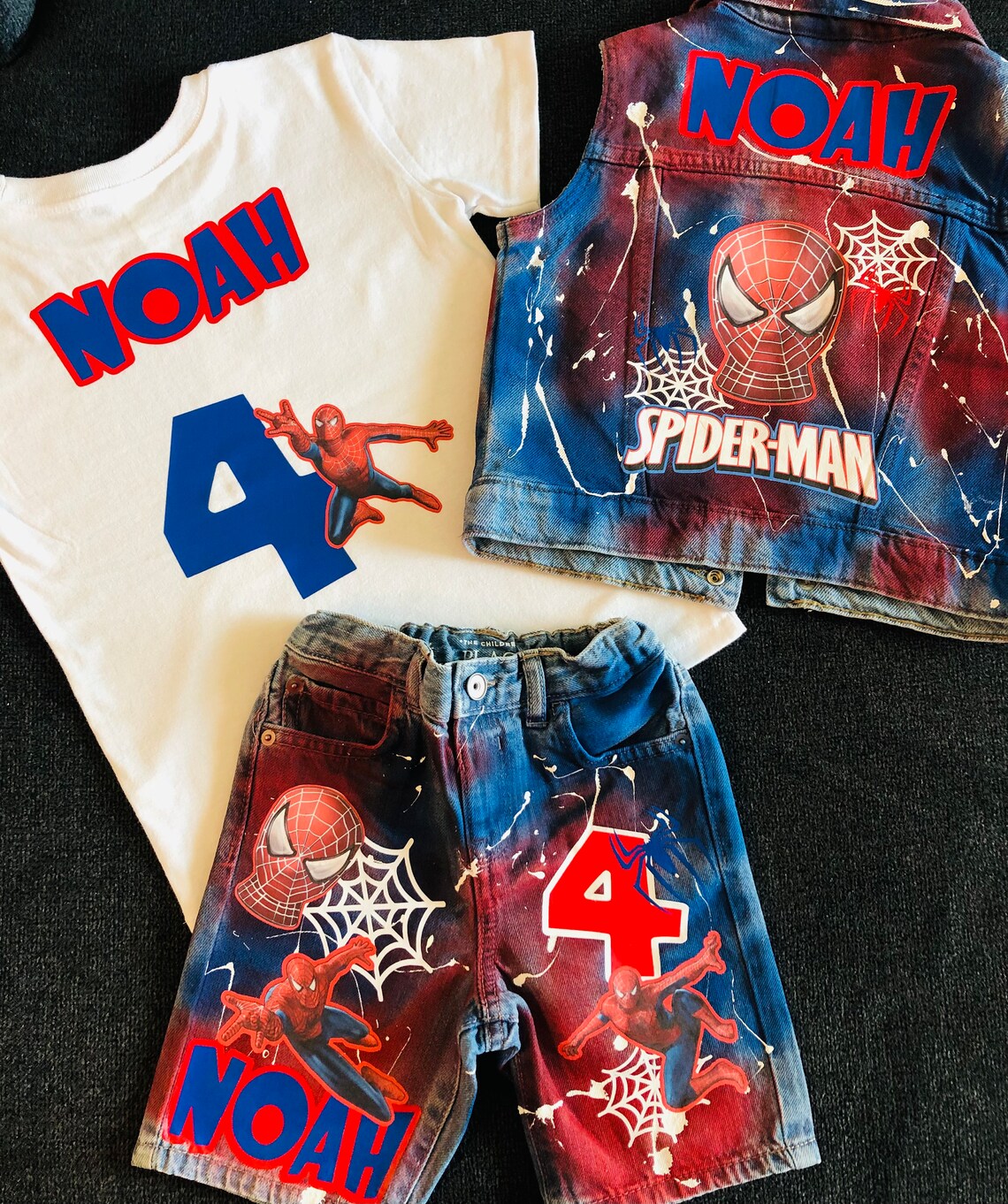 Toddler Boys Custom Spider Outfit VEST Shorts Shirt - Etsy